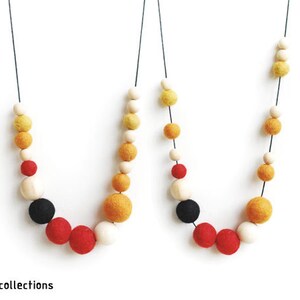 Felt Ball Necklace. Red Necklace. Orange Necklace. Large Bead Necklace ...