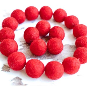 RED Felt Balls X20. 2cm. Wool. Colourful Beads. Red Beads. Bulk. Party ...