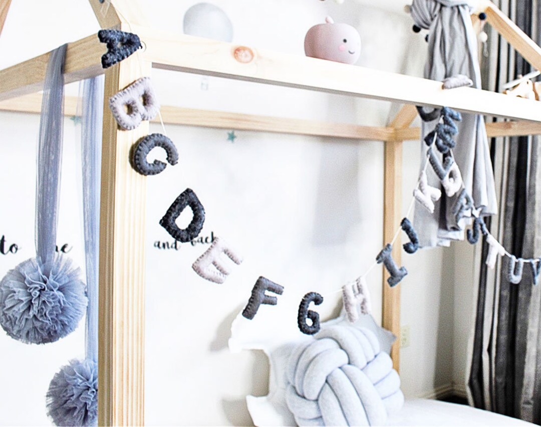 Grey ABC Garland. Alphabet Garland. Nursery Wall Decor. Educational Toy ...