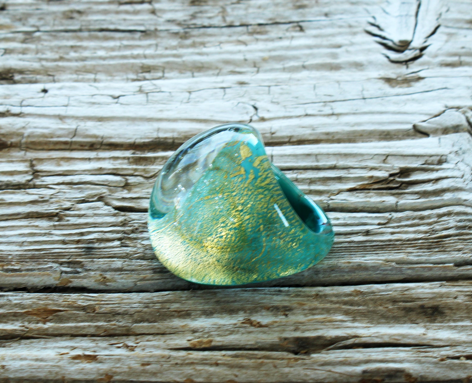 Murano Glass Ring-big Glass Rings BIG BULB RING With Gold Leaf Lampwork ...