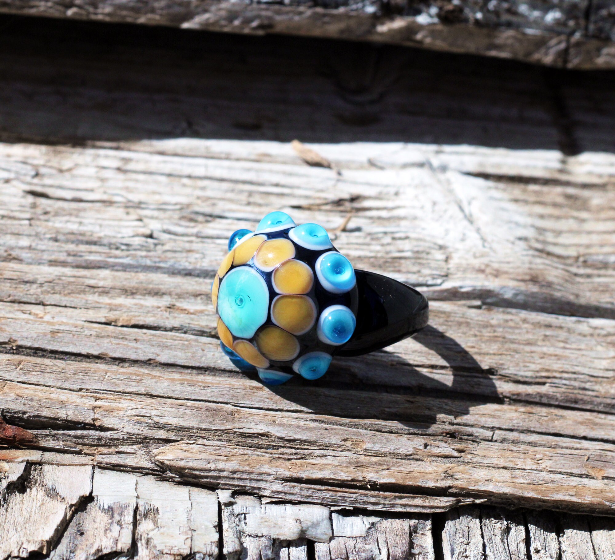 Murano Glass Ring-glass Rings- Lampwork Ring-dotted Glas Ring-glasringe ...