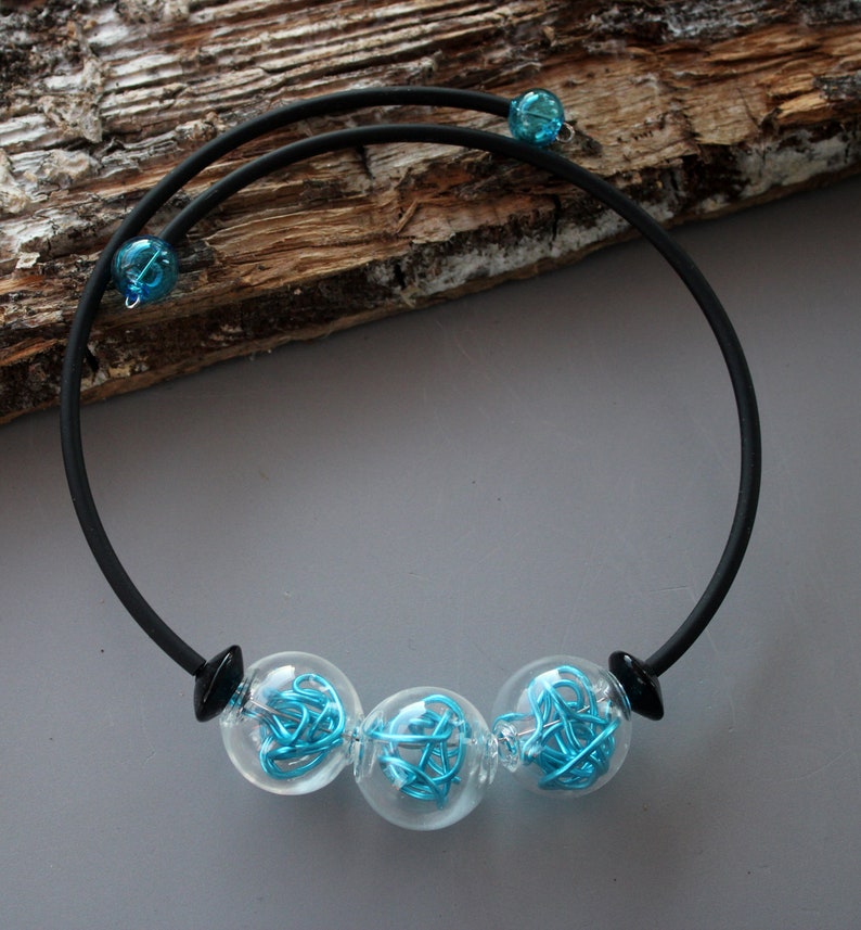 Collar de cristal de burbuja-Bubble wire collar-Lampwork - Etsy España