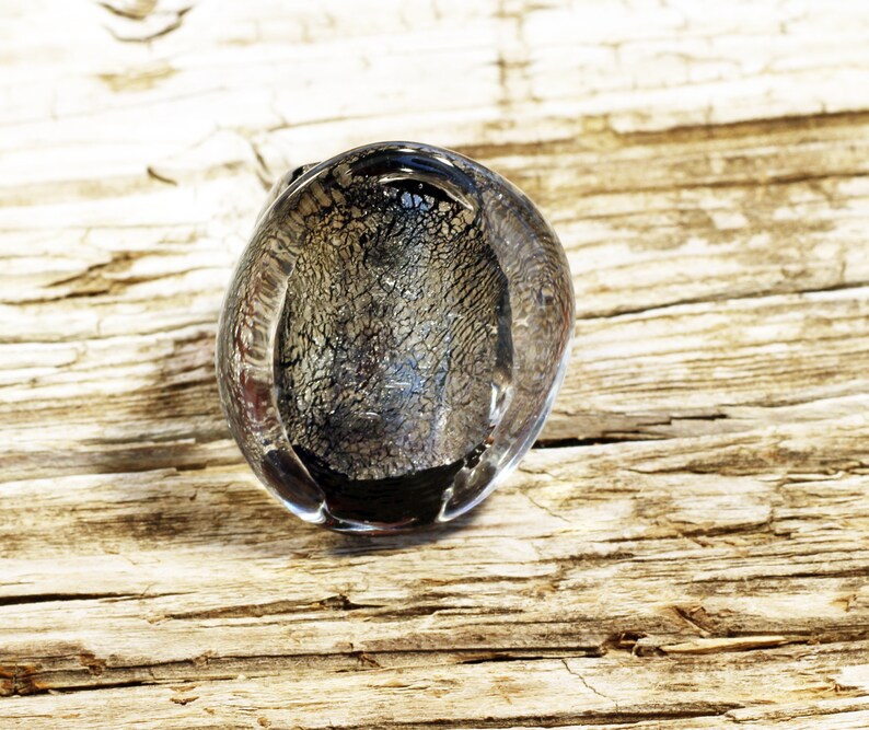Murano Glass Statement Ring – Black & White Gold Leaf - Etsy
