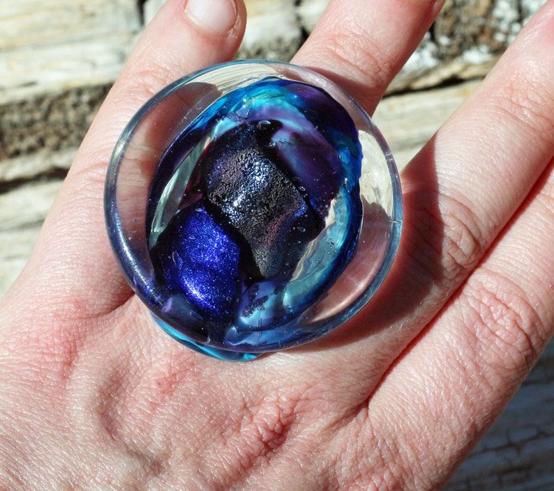 Murano Glass Ring-big Glass Rings Lampwork Ring-venetian - Etsy