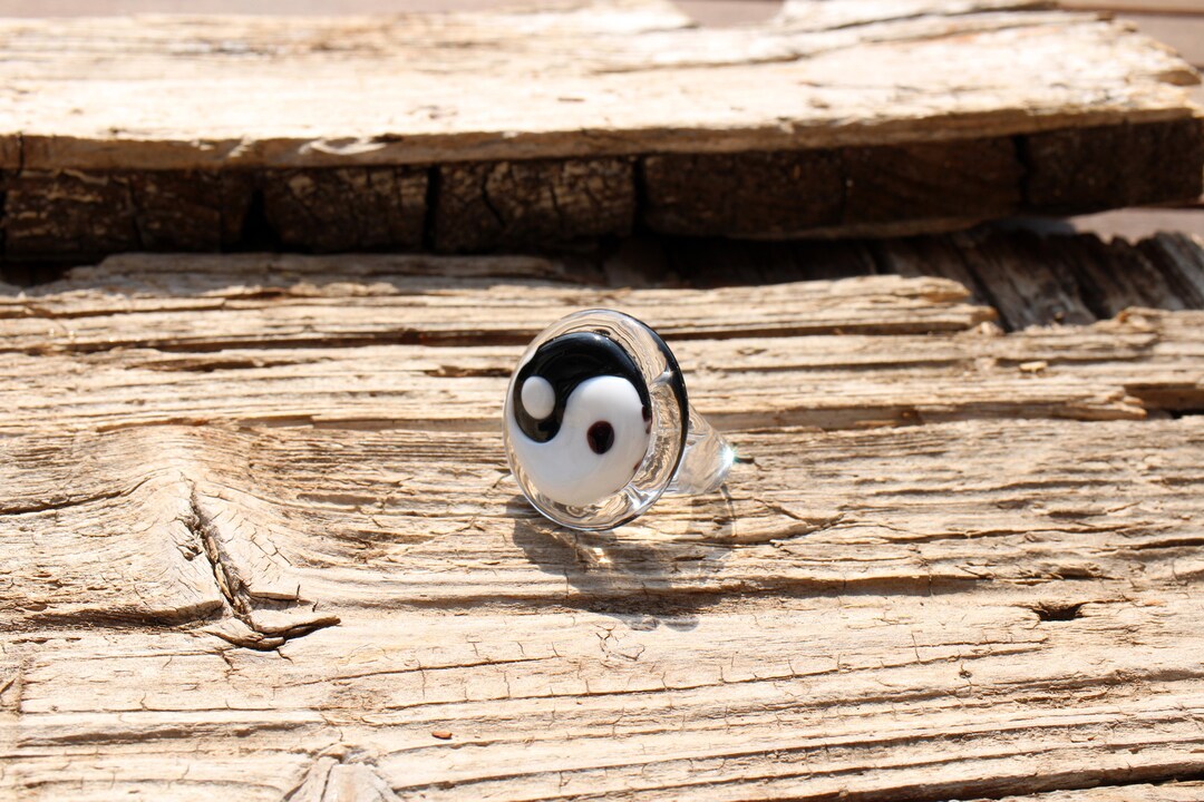 TAO Glass Ring-ying YANG Glass Rings- Lampwork Ring- Glass Ring-tao ...