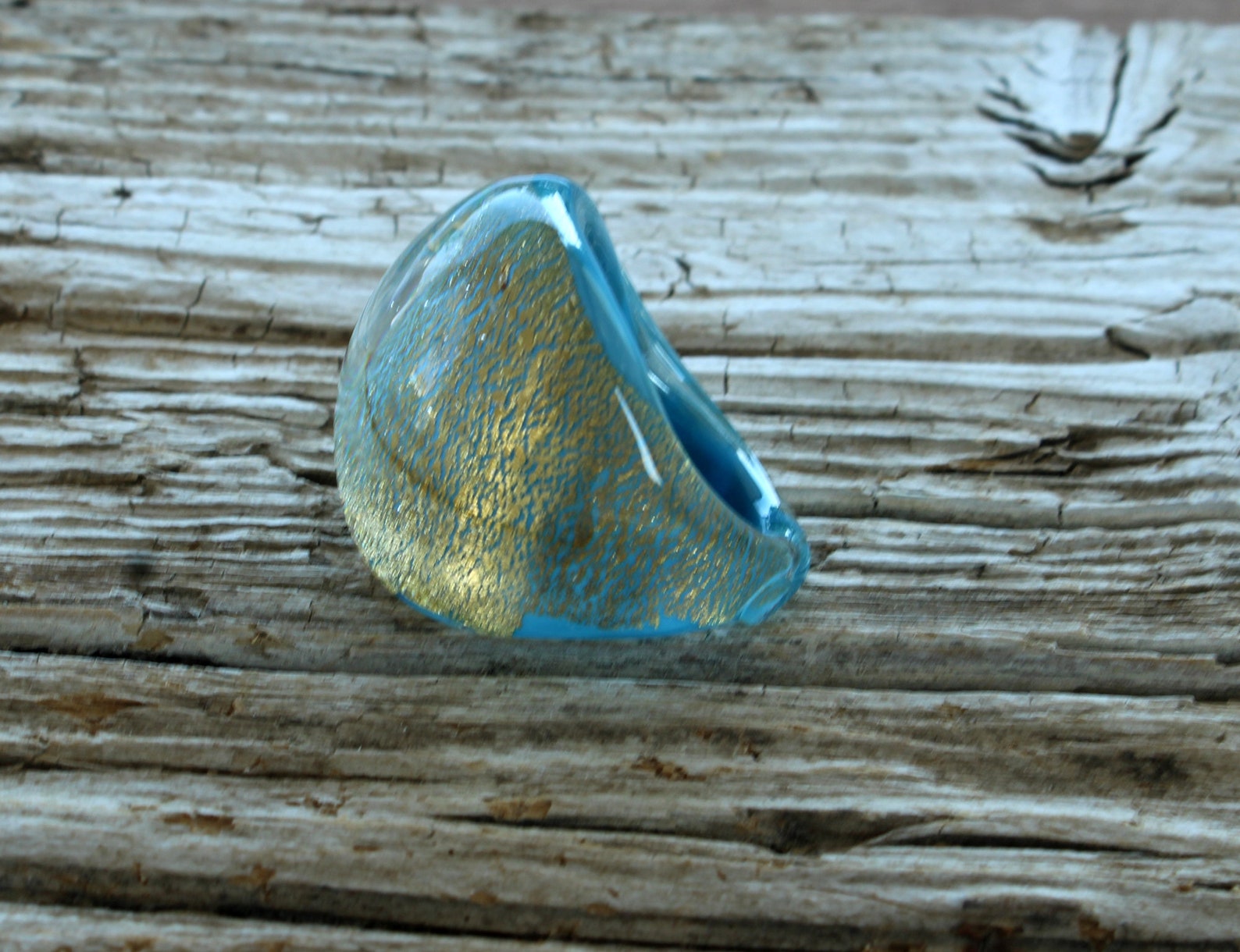 Murano Glass Ring-big Glass Rings BIG BULB RING With Gold Leaf Lampwork ...