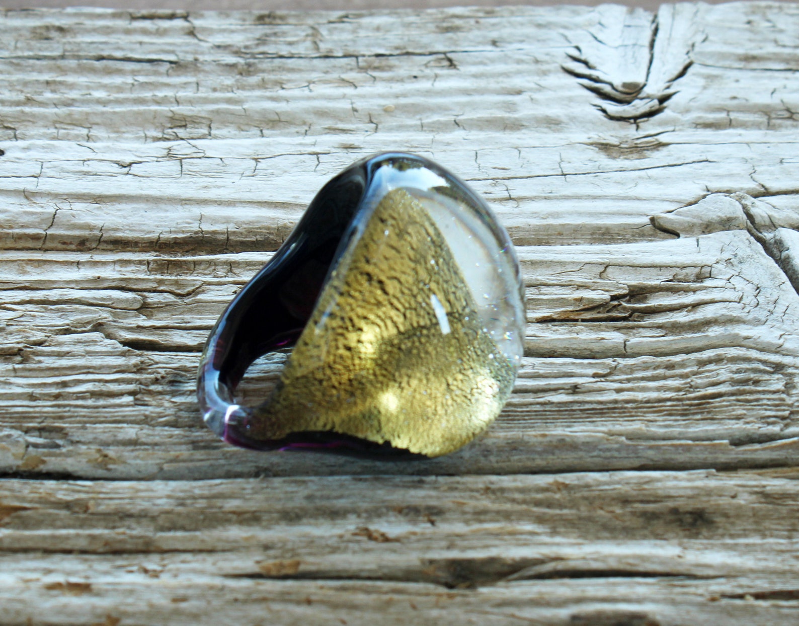 Murano Glass Ring-big Glass Rings BIG BULB RING With Gold Leaf Lampwork ...