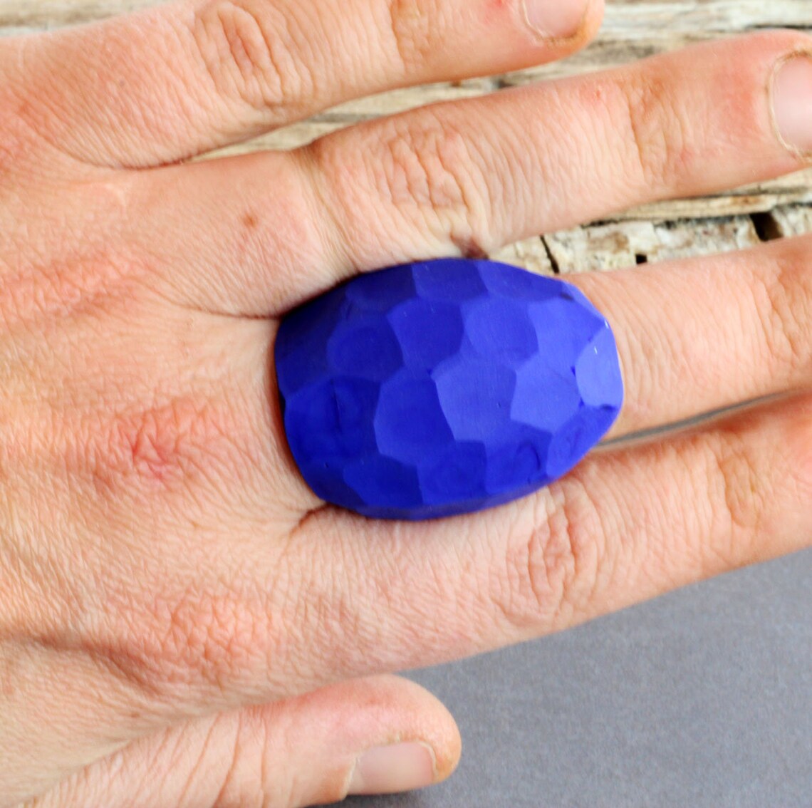 Cobalt Blue Murano Glass Statement Ring – Engraved Venetian Ring - Etsy