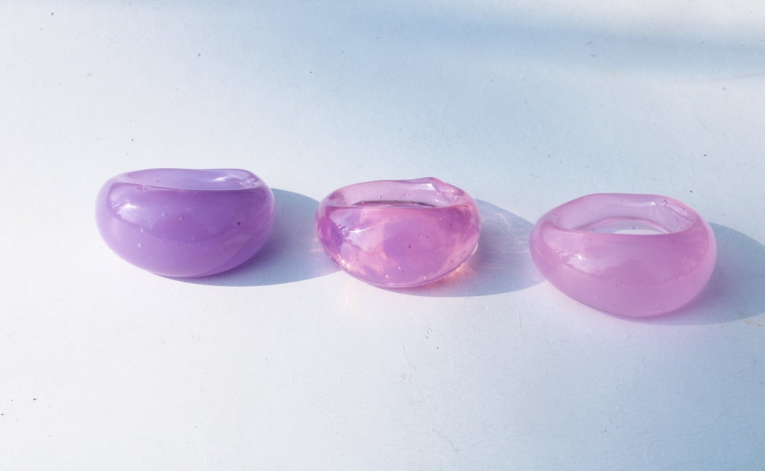 PINK Glass Ring Collection - Glass Rings Collection- EXTRA SMALL Bulb ...