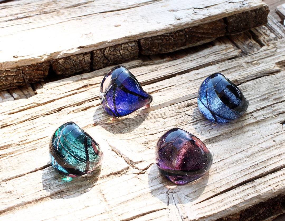 Murano Glass Ring-big Glass Rings- BIG BULB RING- Lampwork Ring ...