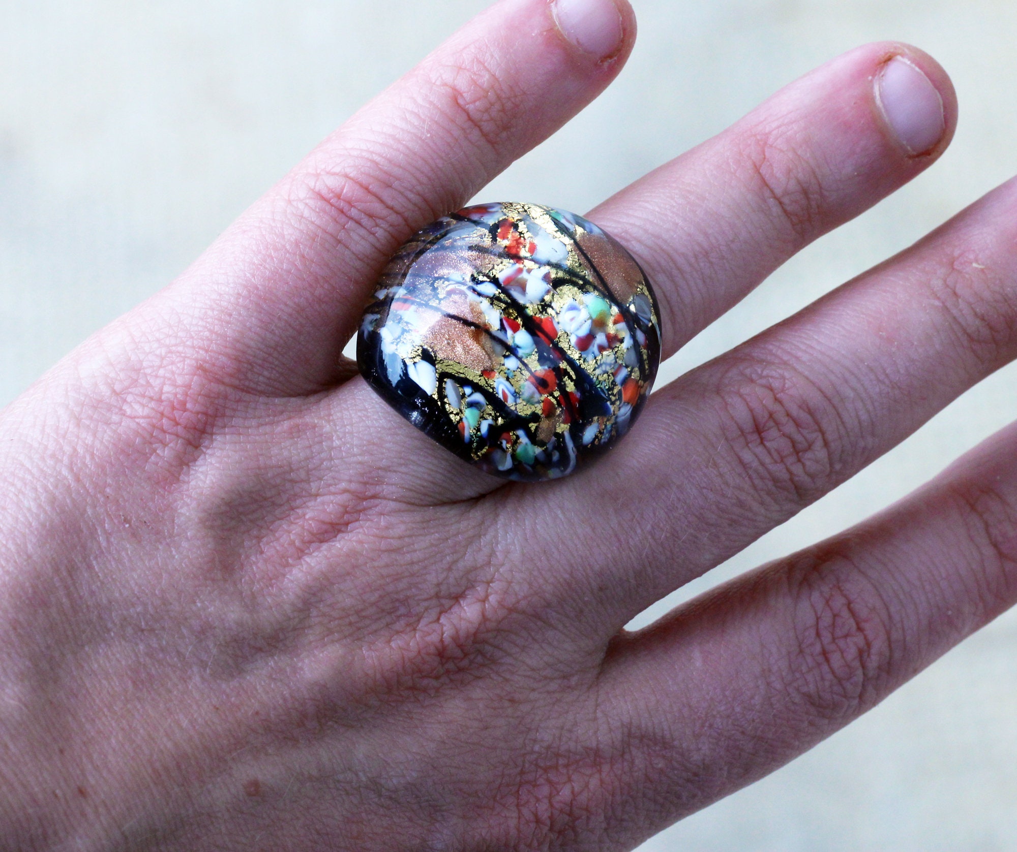 Murano Glass Ring-big Glass Rings- BIG BULB RING - Glasringe-glass Ring ...