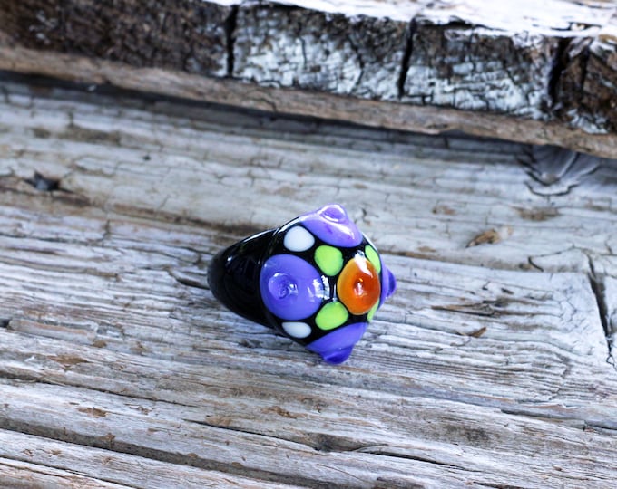 Murano Glass Ring-glass Rings Lampwork Ring-dotted Glas Ring-glasringe ...