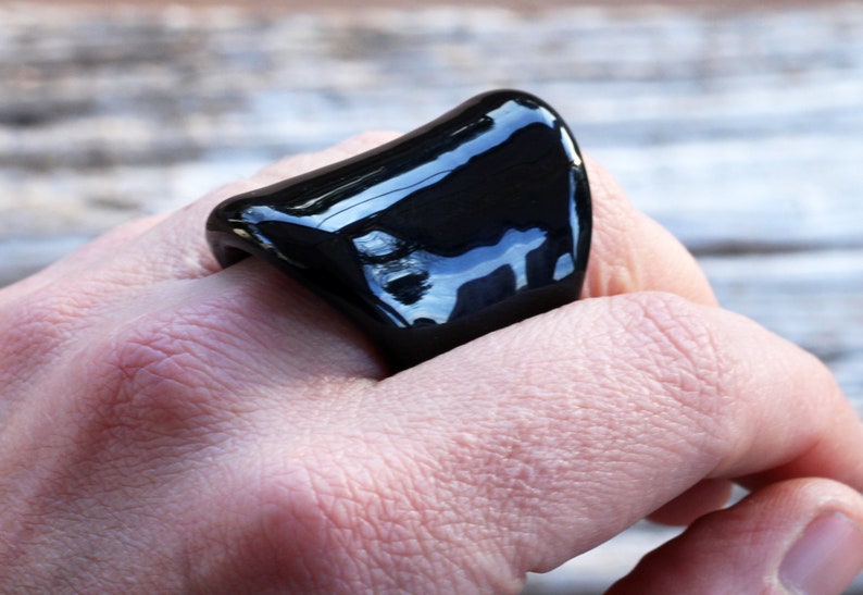 Murano glass ring-MEDIUM SIZE FLAT rings-Glass band ring | Etsy