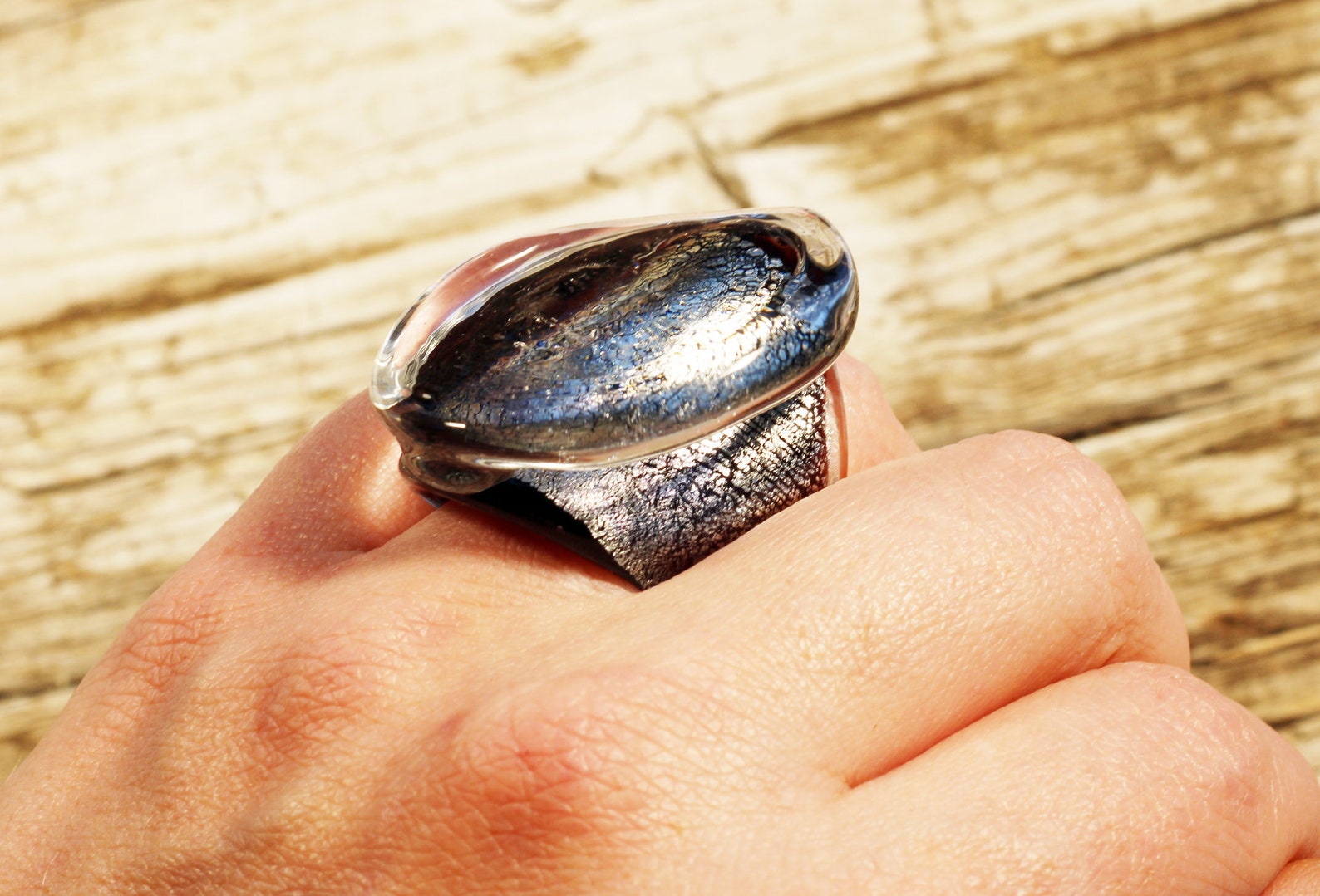 Murano Glass Ring-big Glass Rings Lampwork Ring-venetian - Etsy