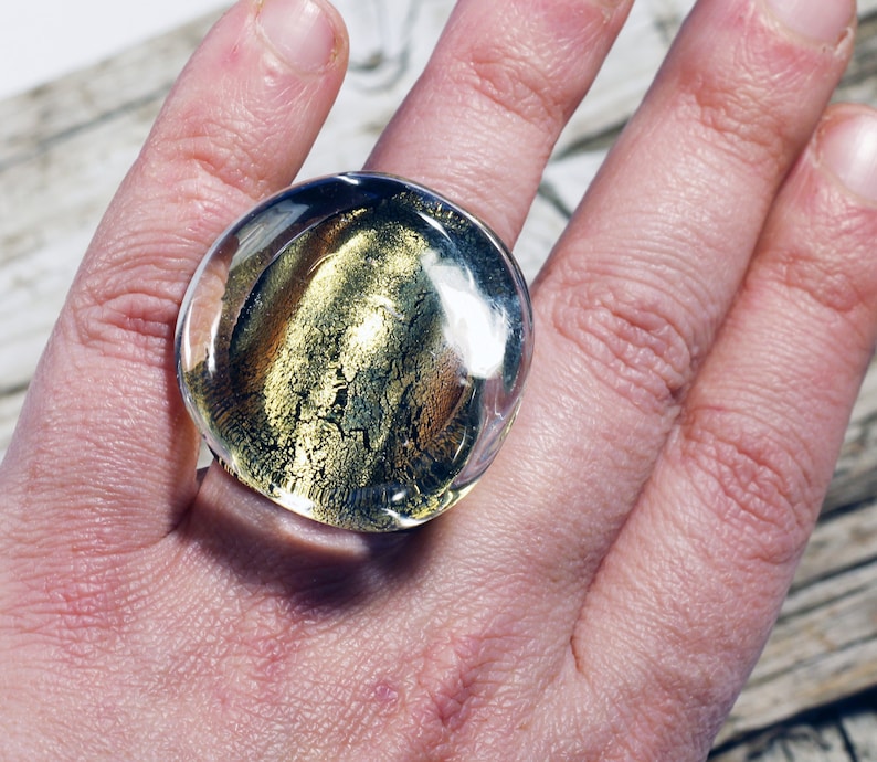 Murano Glass Ring-big Glass Rings- Lampwork Ring-venetian Glass Ring ...