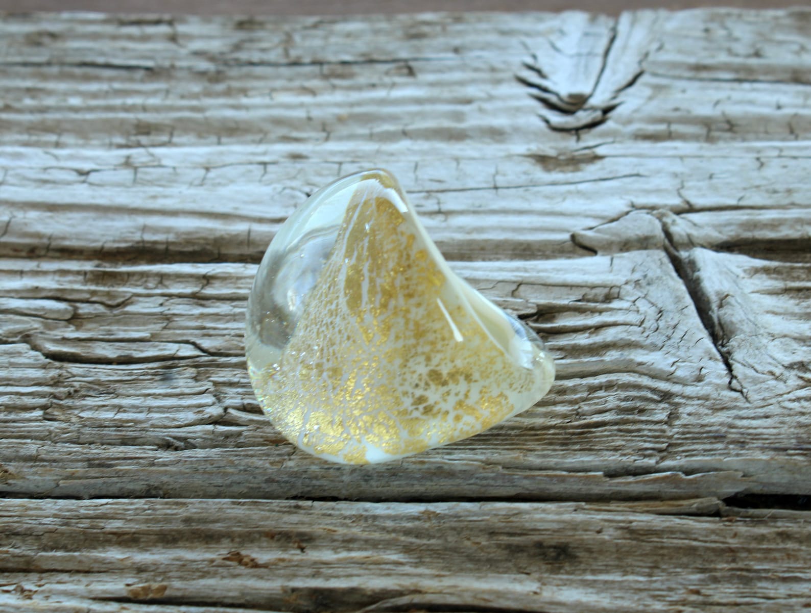 Murano Glass Statement Ring – 24kt Gold Leaf, Lampwork Venetian Ring - Etsy