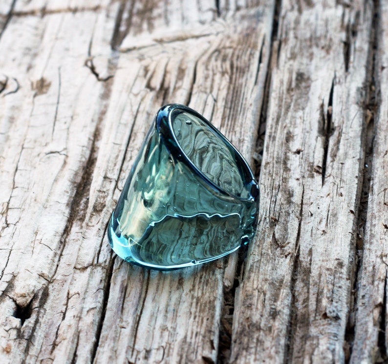 Handmade Murano Glass Ring – Transparent Grey Venetian Ring - Etsy