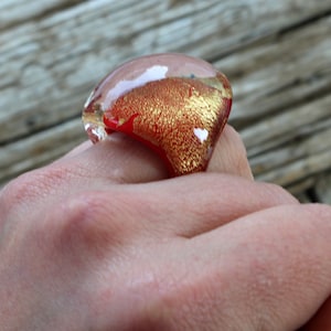 Murano Glass Ring-big Glass Rings- BIG BULB RING With Gold Leaf ...
