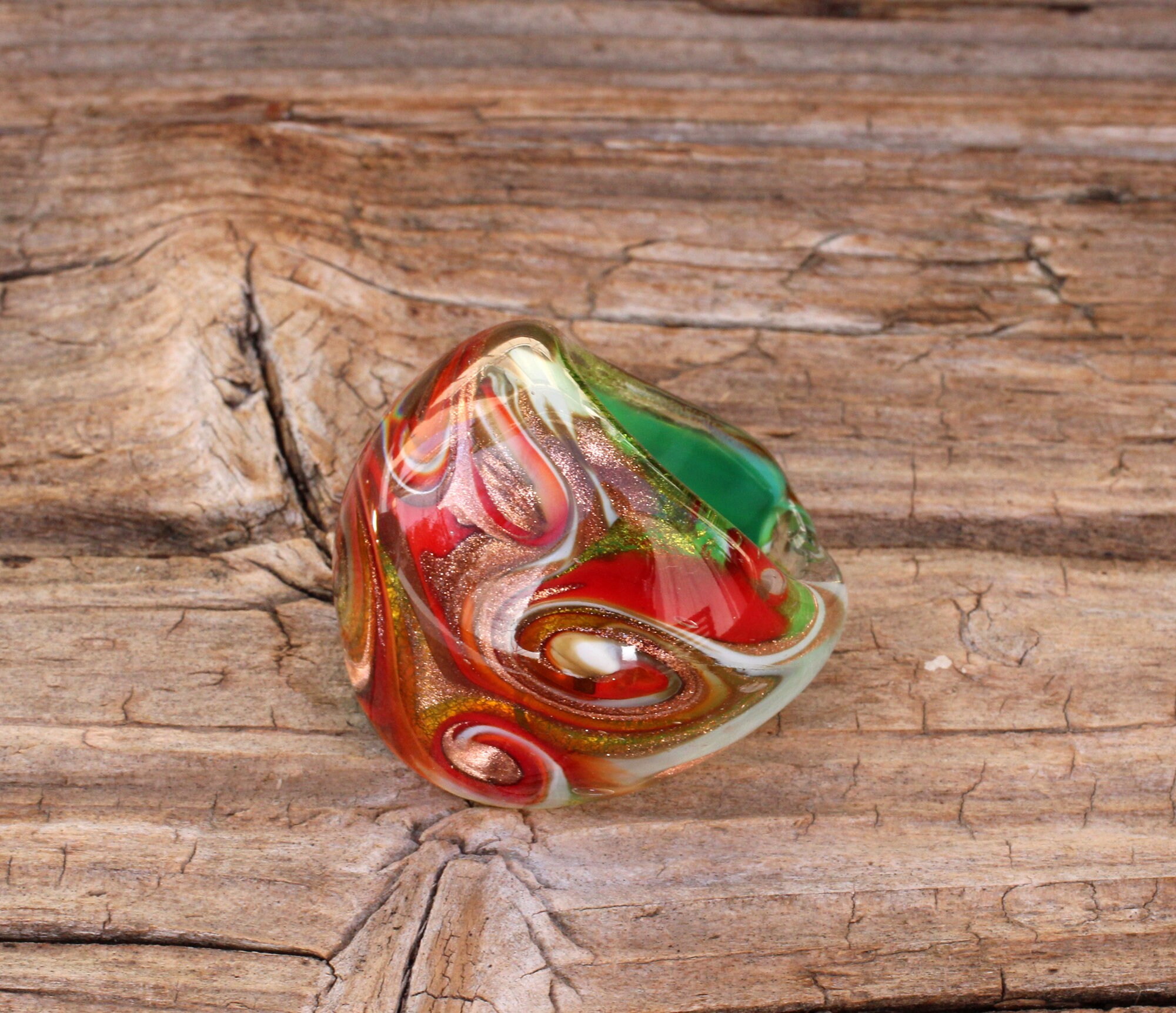 Murano Glass Ring-big Glass Rings- BIG BULB RING With Aventurine ...