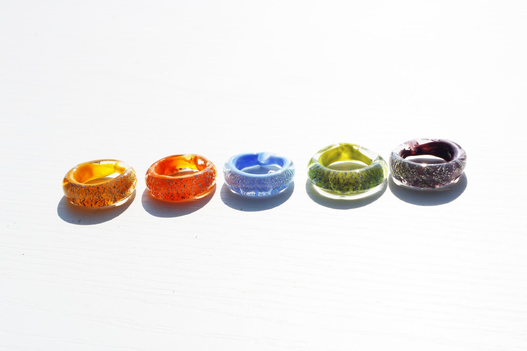 Murano BAND Ring-small Glass Rings- BAND Ring-stackable Rings Lampwork ...