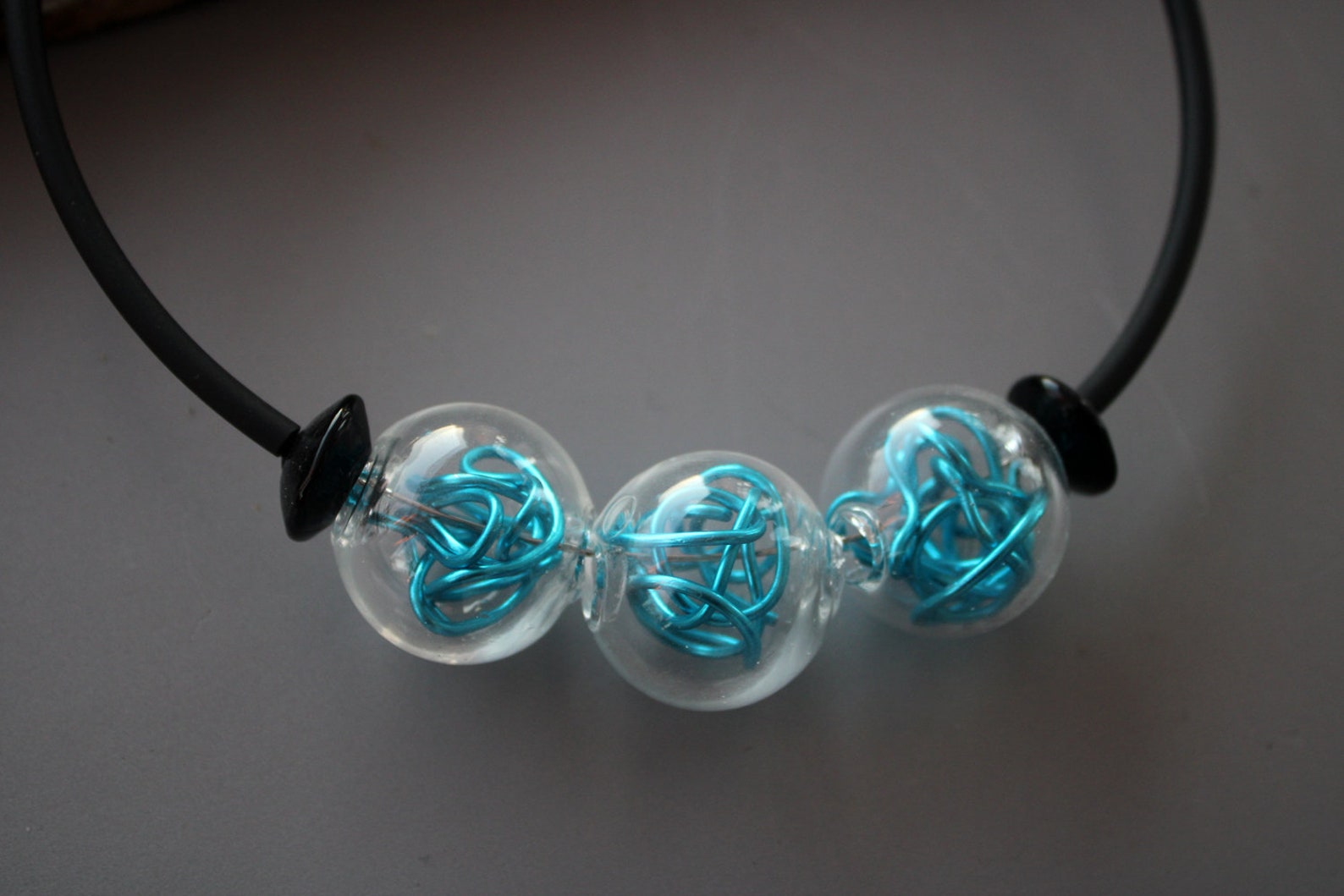 Bubble Glass Necklace-bubble Wire Necklace-lampwork Bubble | Etsy