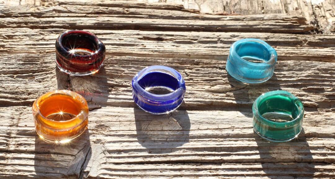 Murano Glass Ring-small Glass Rings- BAND RING- Lampwork Ring-venetian ...