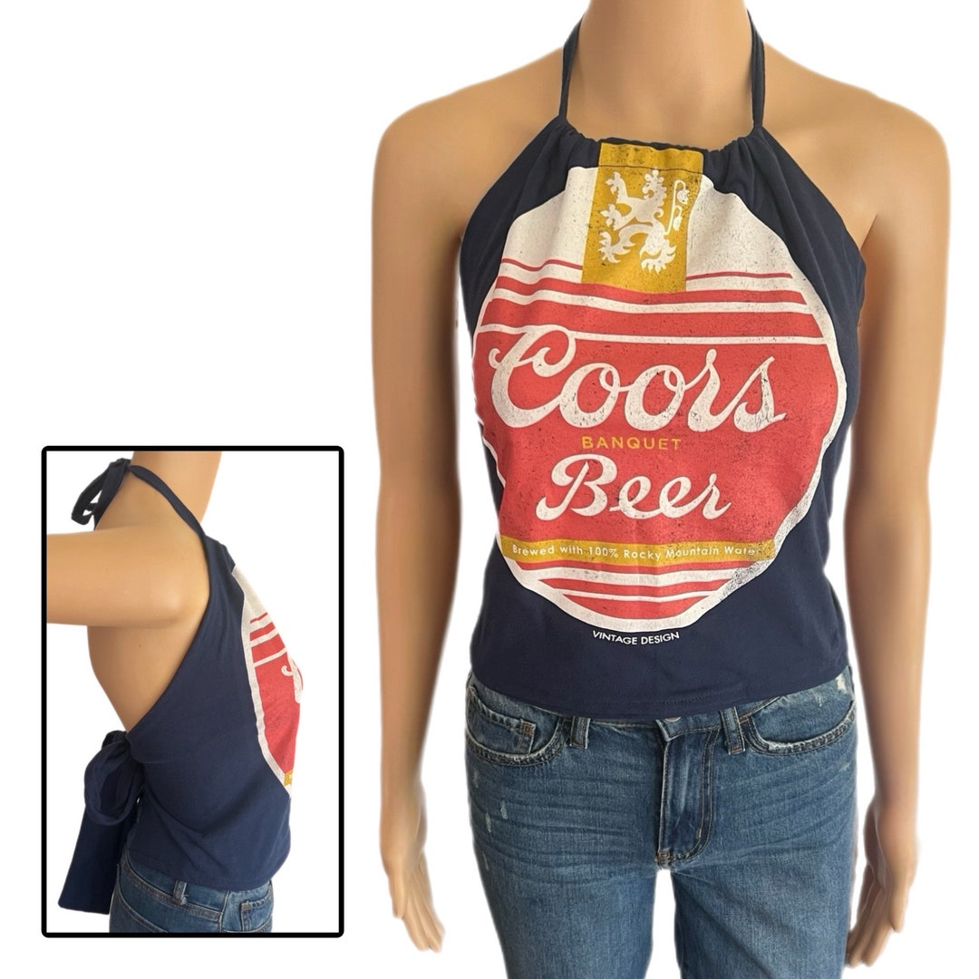 Coors Banquet Beer Custom Halter Top Size M/L Repurposed Crop Top Tee ...