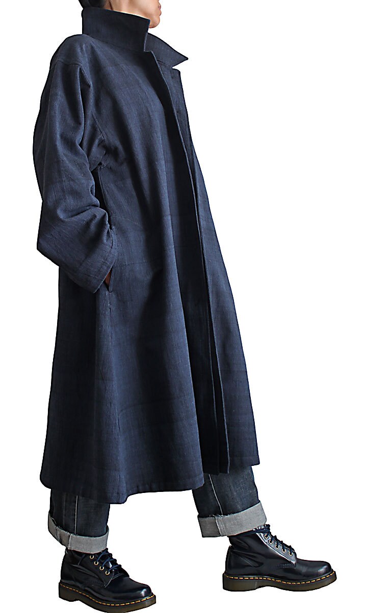 Chomthong Hand Woven Cotton Long Bal Collar Coat JFS-140 - Etsy