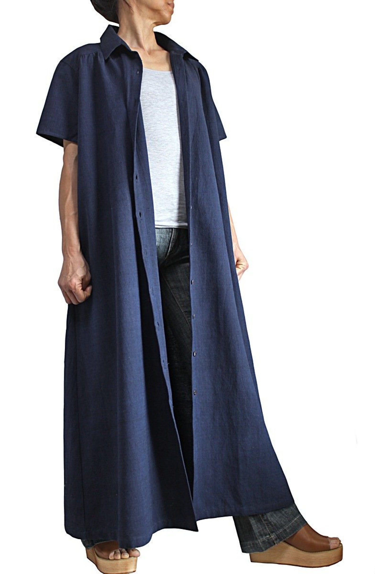 Chomthong Hand Woven Cotton Short Sleeve Coat Dress (JFS-156-03) No ...