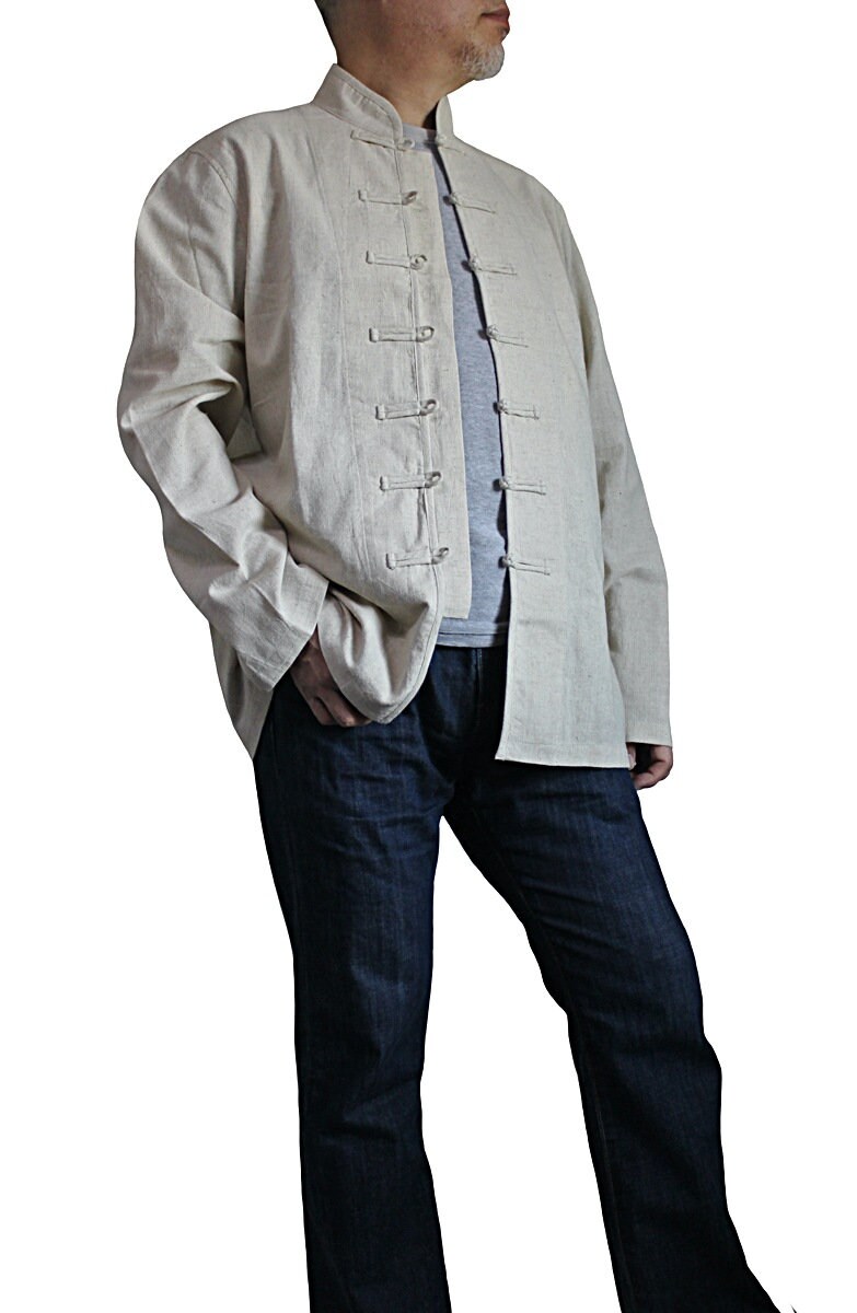 Hemp Chinese Collar Jacket (JFS-038-02) No Extra Customs Fees to US(DDP ...