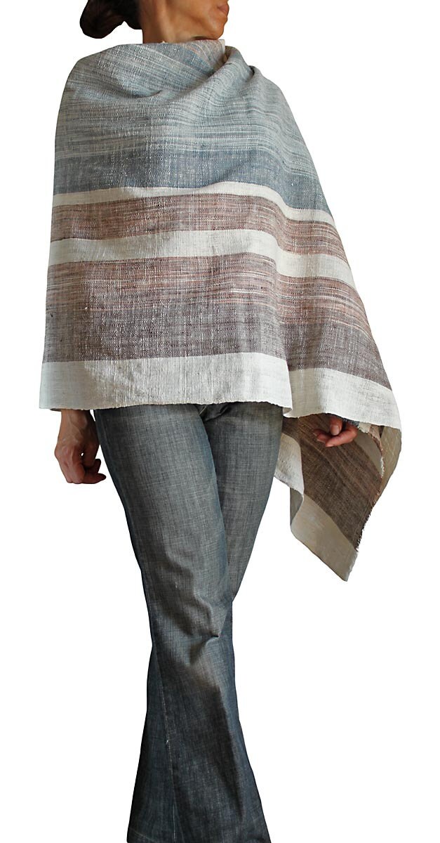Natural Dye Handwoven Organic Cotton Stole TX-078-01 - Etsy