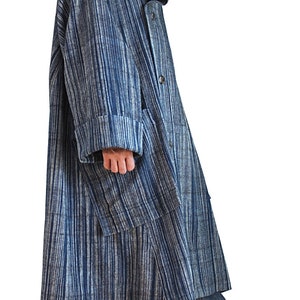 Chomthong Hand Woven Cotton With Thick Yarns Loose Fit Wrap Neck Coat ...