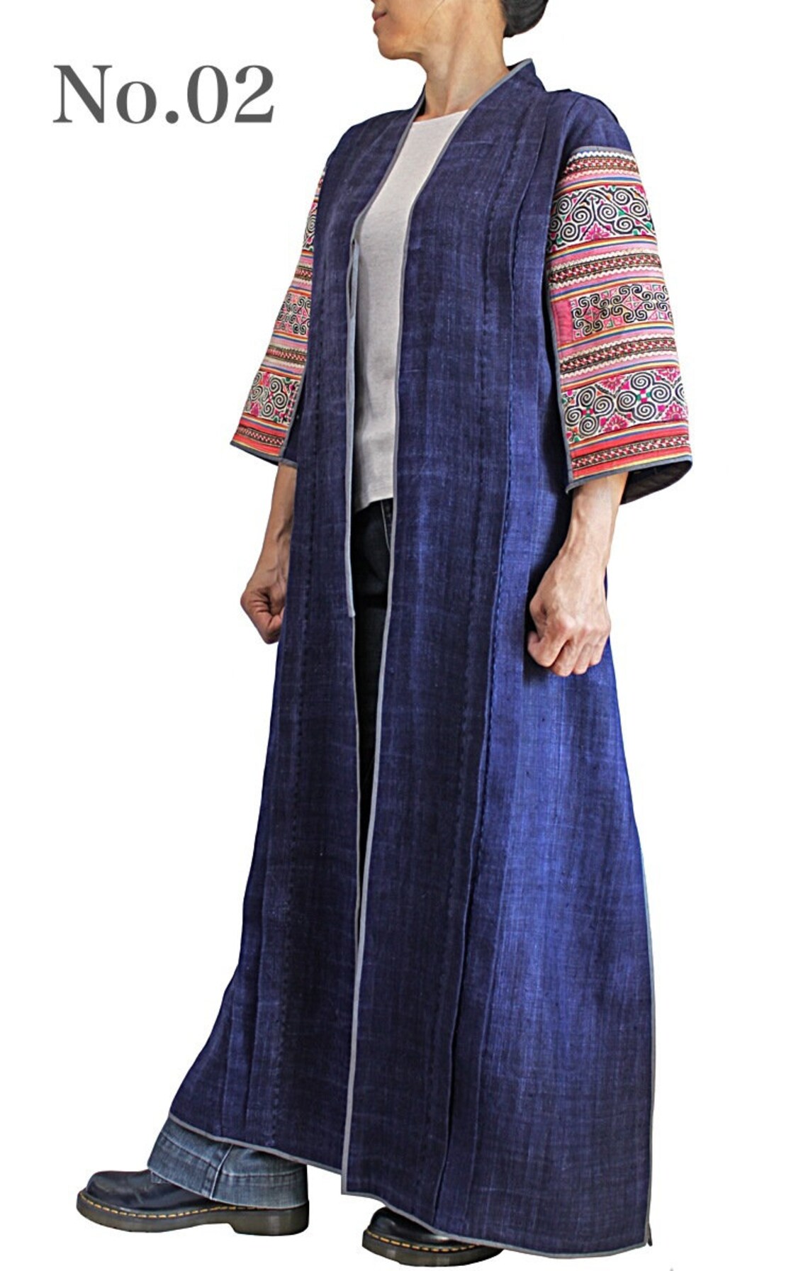 Vintage Hmong Embroidered Indigo Hemp Coat JHM-015-0203 | Etsy