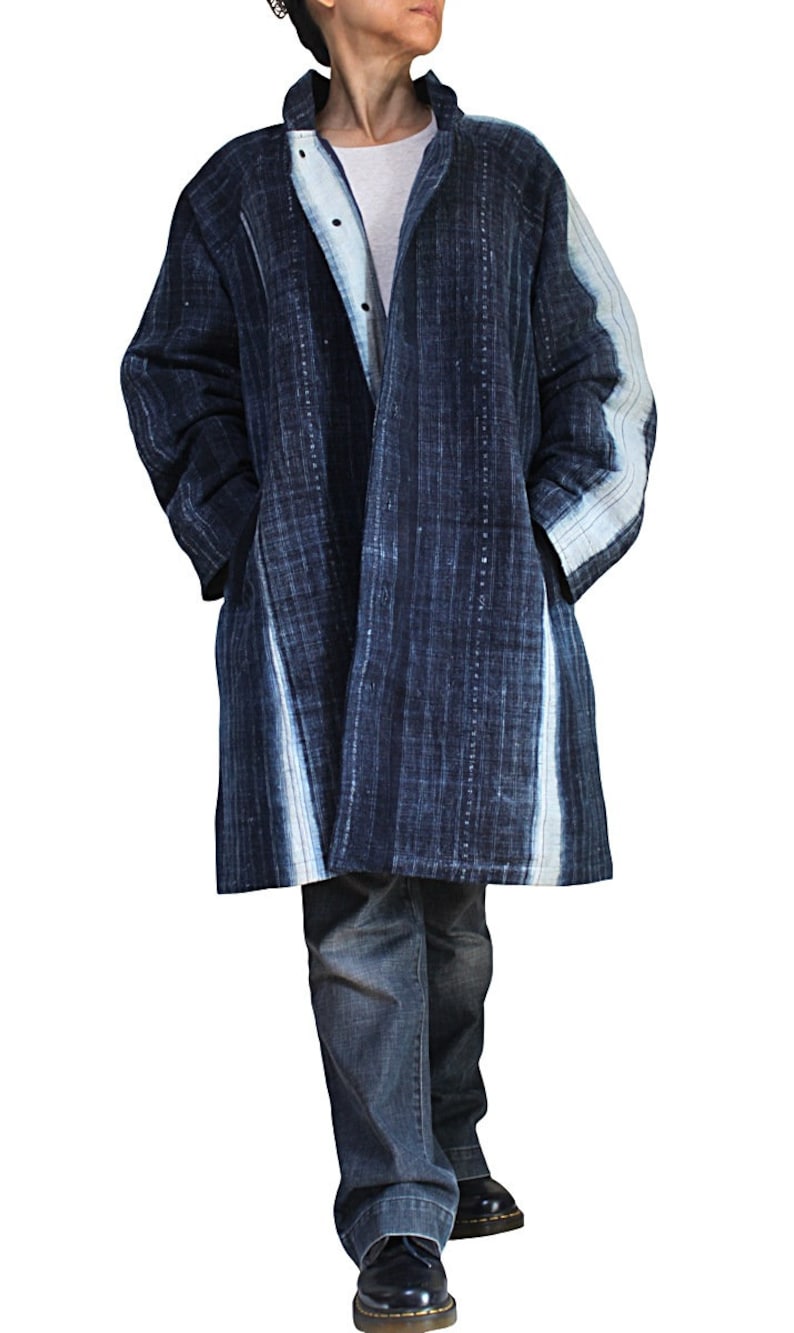 Indigo Batik Dyeing Handwoven Hemp 100% Simple Coat JNN-095-04 - Etsy