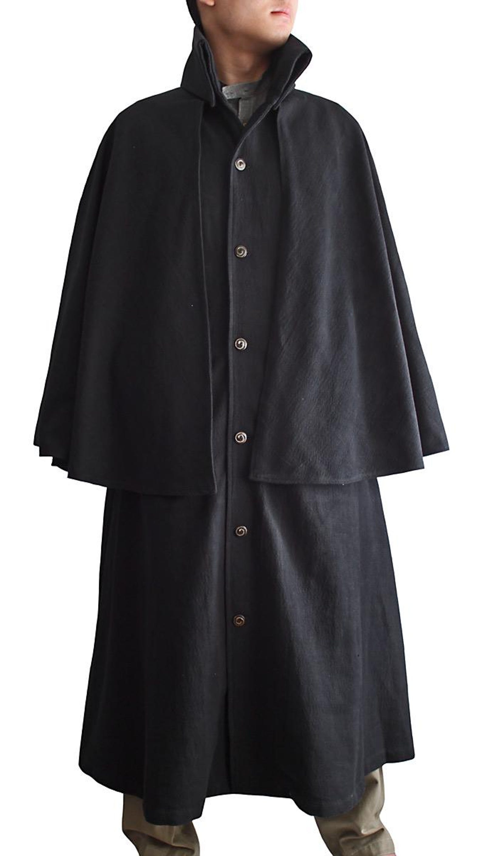 Chomthong Hand Woven Cotton Inverness Coat With Raised Collar (JFS-111 ...
