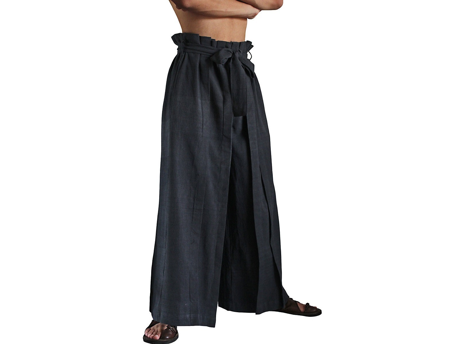 Hakama Pants Black Japanese Style Samurai Trousers Etsy Hakama