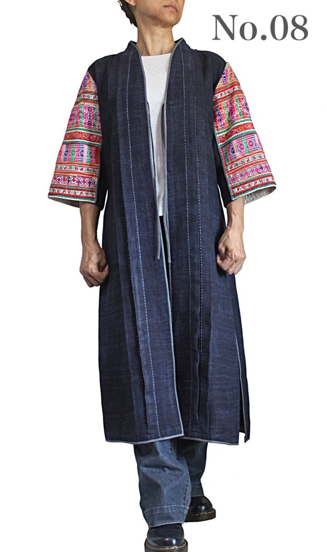 Vintage Hmong Embroidered Indigo Hemp Coat JHM-015-0708 | Etsy