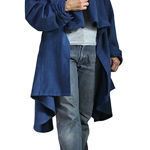 Indigo Dye Chomthong Hand Woven Cotton Flowing Coat With Belt - Etsy