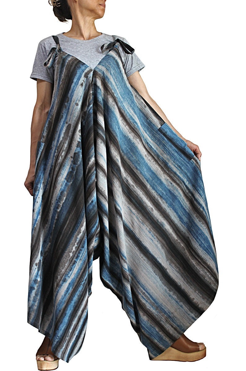 Natural Indigo Dyed Loose Overalls DRL-013 | Etsy