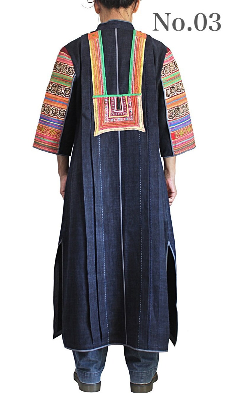 Vintage Hmong Embroidered Indigo Hemp Coat JHM-015-0203 - Etsy