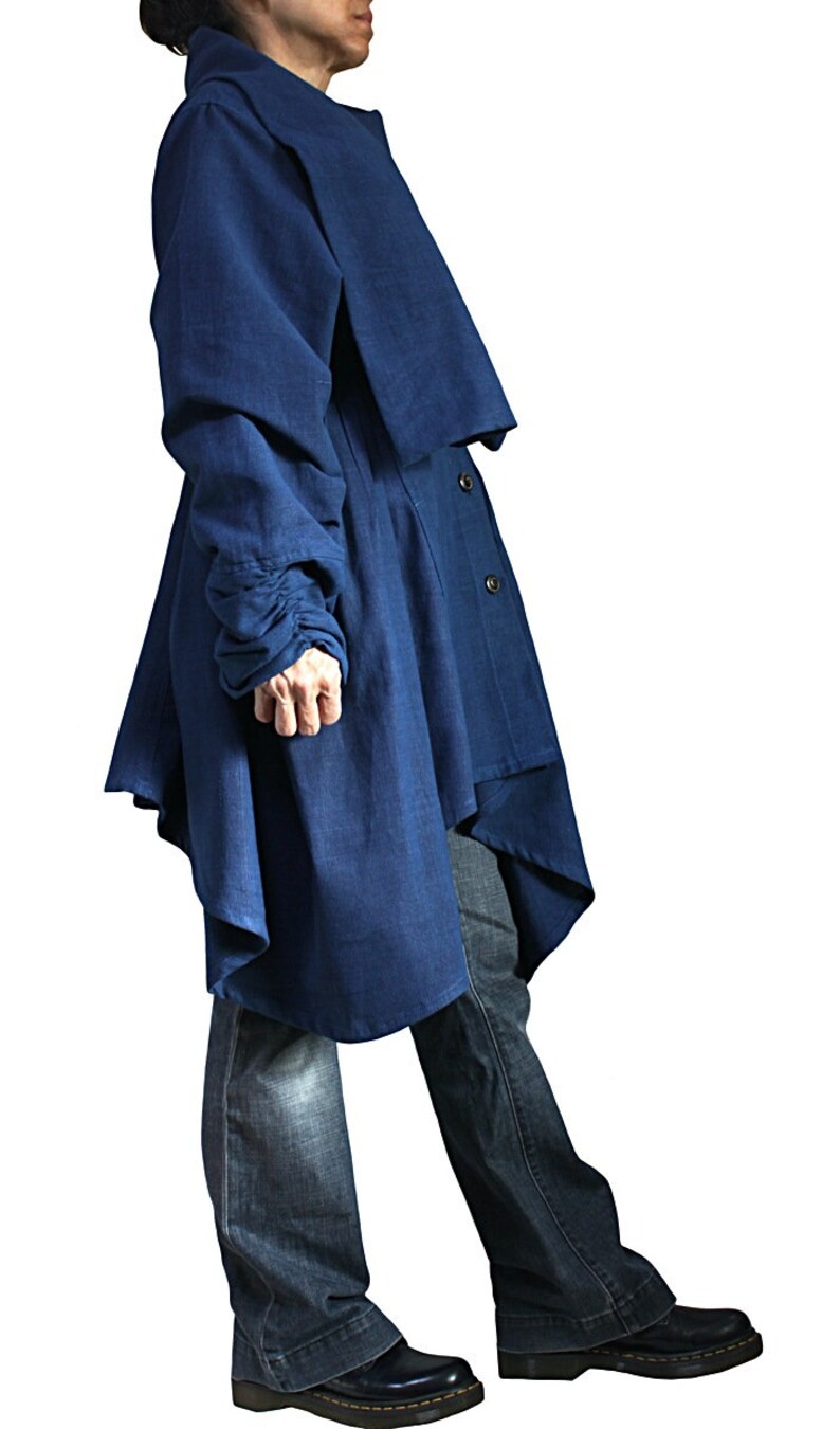 Indigo Dye Chomthong Hand Woven Cotton Flowing Coat With Belt - Etsy