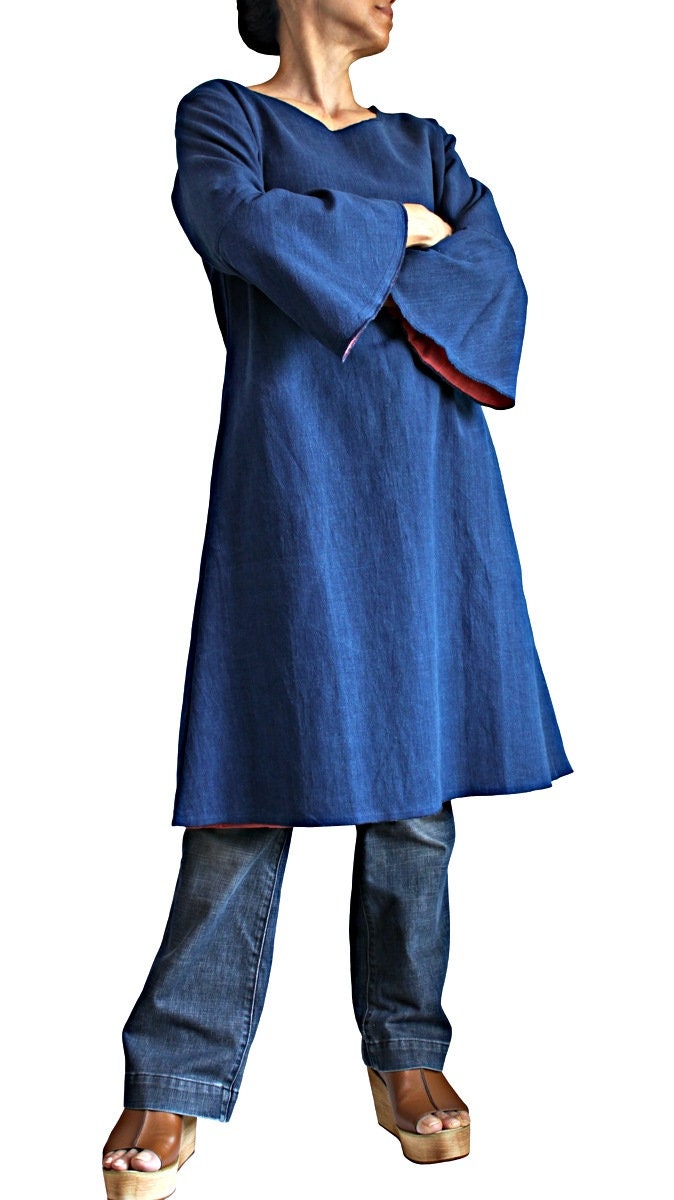 Chomthong Hand Woven Cotton Simple Tunic Colored Lining BFS-179-03 - Etsy