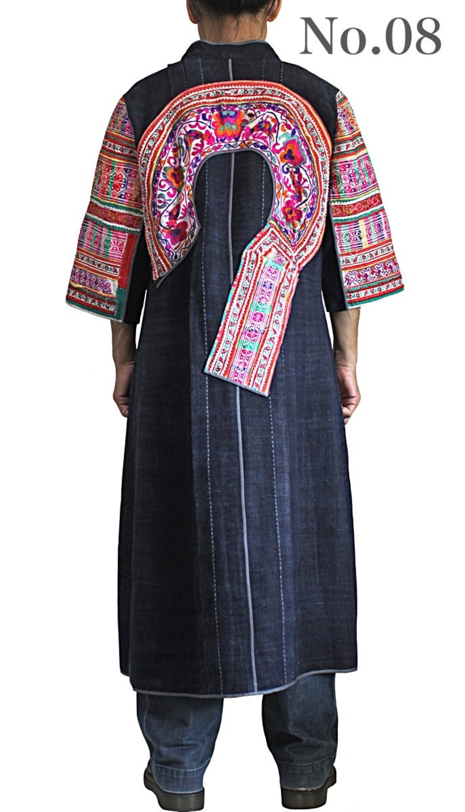 Vintage Hmong Embroidered Indigo Hemp Coat JHM-015-0708 - Etsy