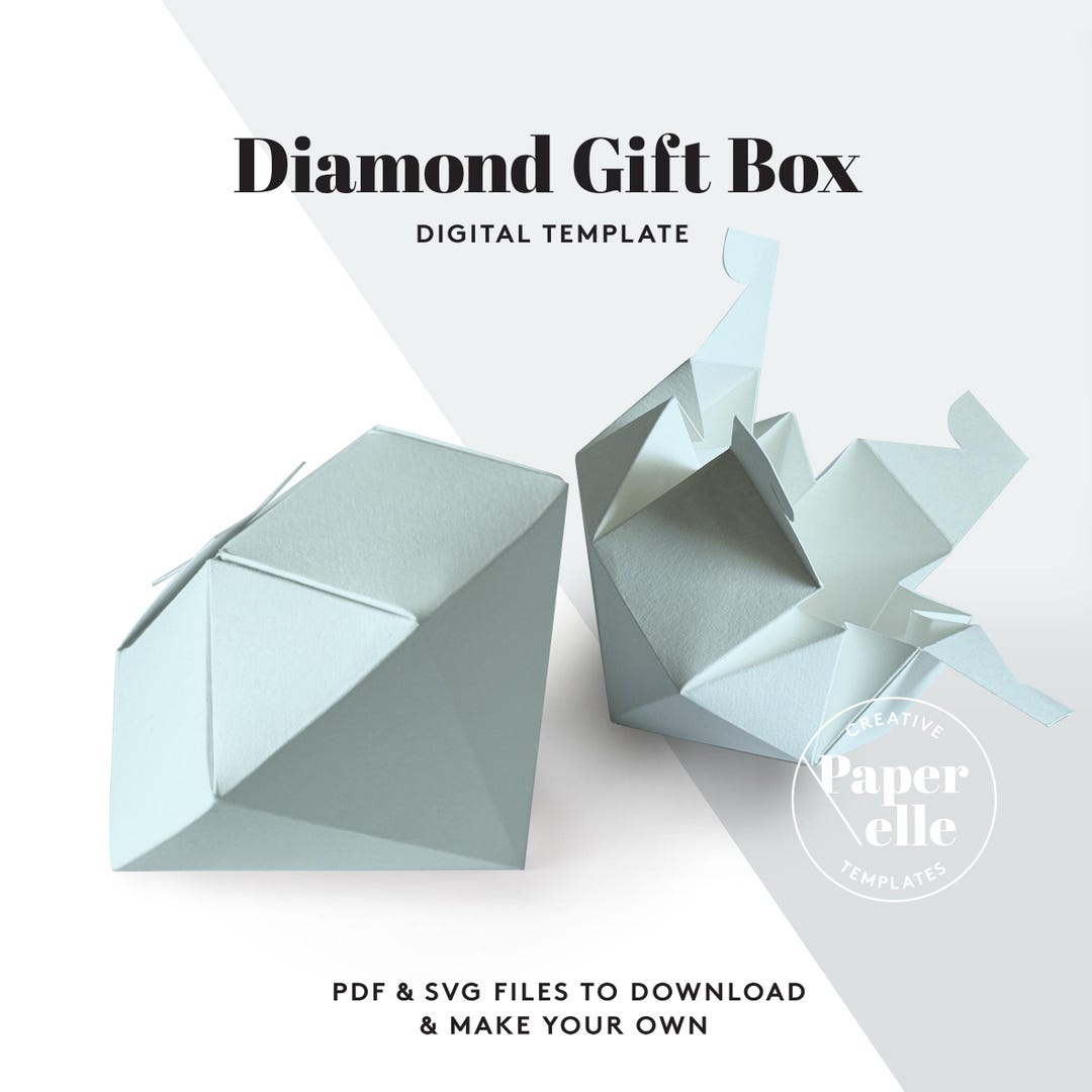 Diamond Box Template, SVG Download, Gift Box Template, Cricut File ...