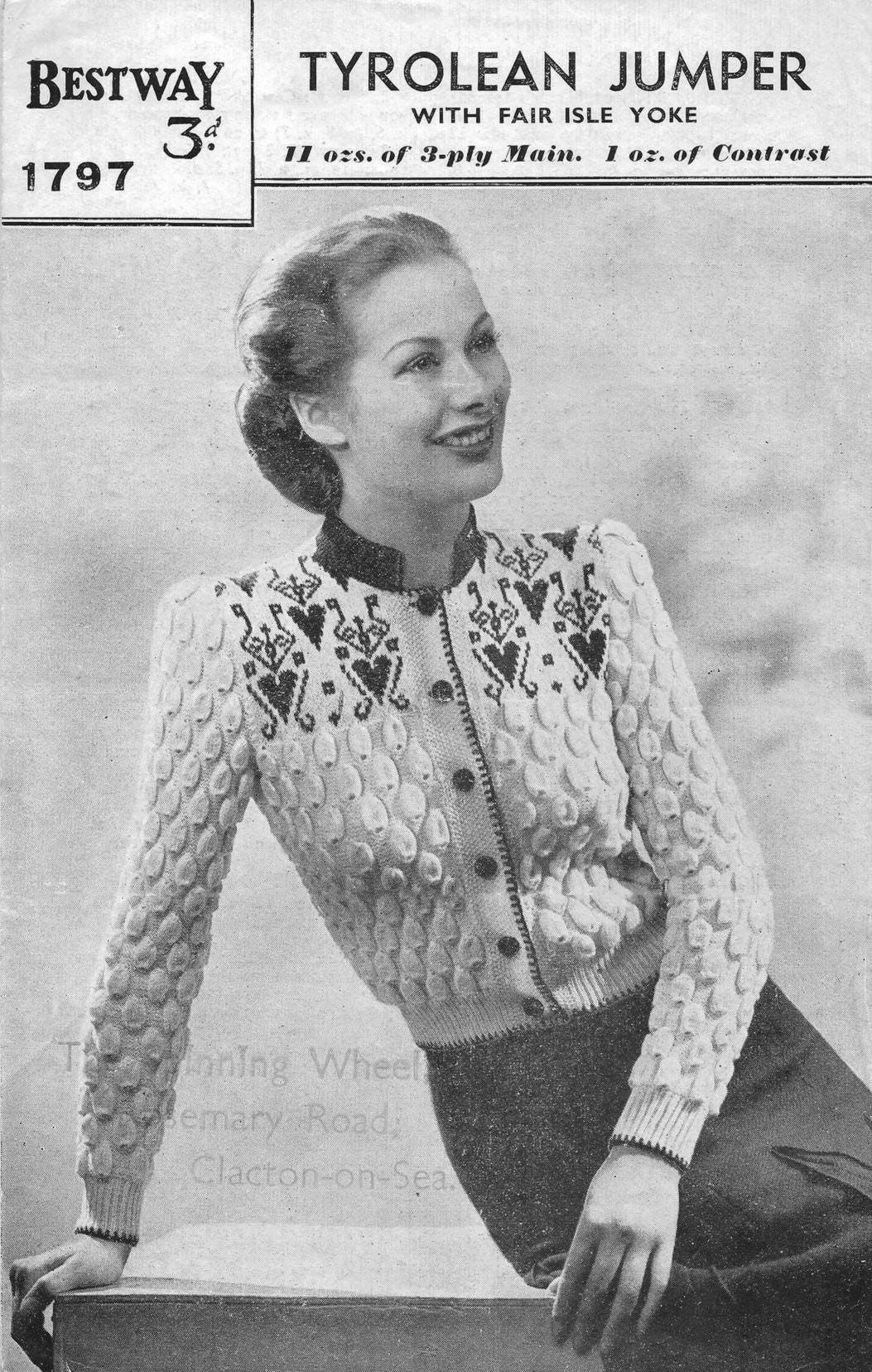 1940s Knitting Pattern for Womens Tyrolean Cardigan / Vest / Jacket 32 ...