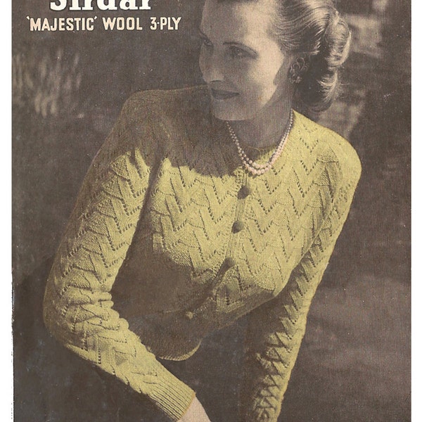 1940's Ladies Cardigan Knitting Pattern - Etsy