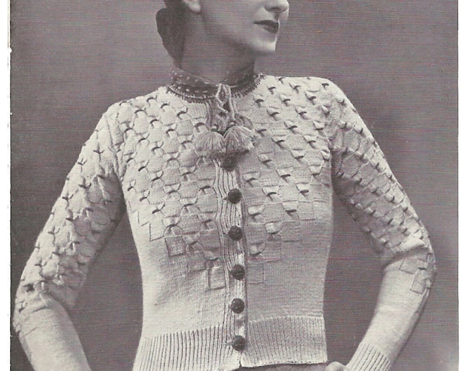 1930s Knitting Pattern for Womens Tyrolean Cardigan / Vest / Jacket 31 ...