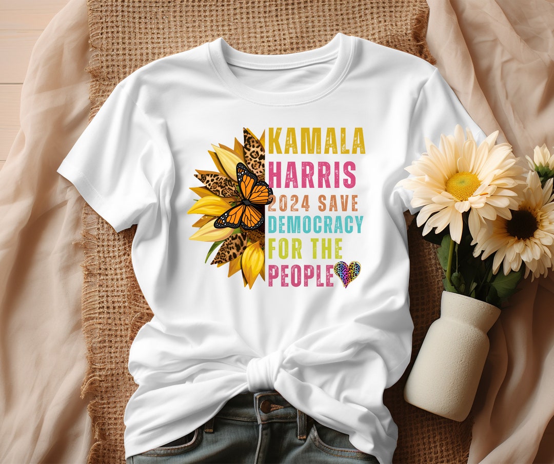 Kamala Harris 2024 Save Democracy T-shirt Women's Graphic Tee Political ...