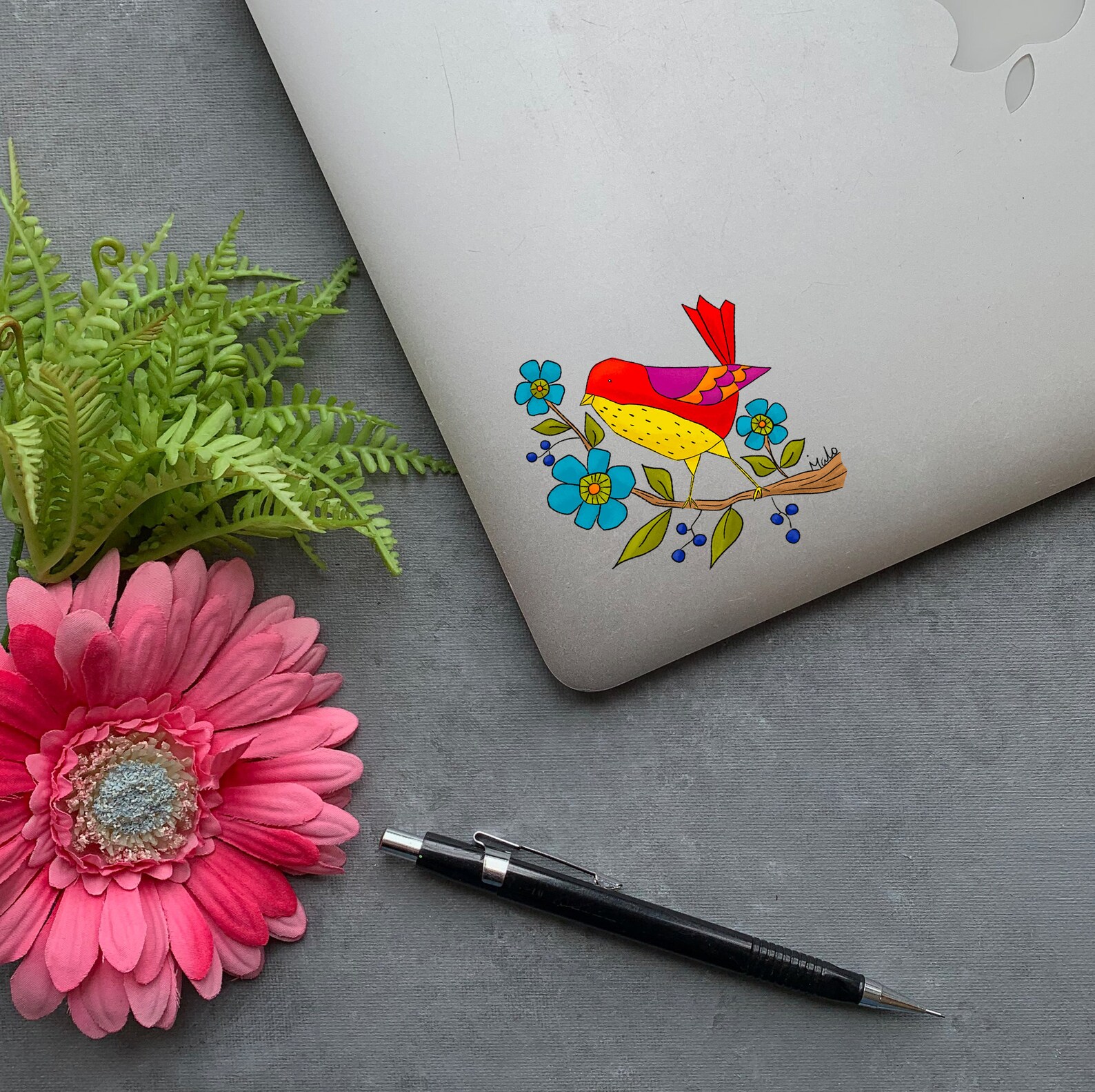 Sticker Red Yellow Bird - Etsy