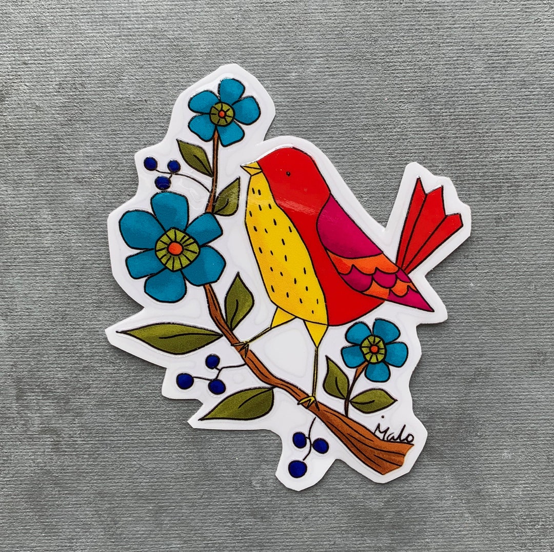 Sticker Red Yellow Bird - Etsy